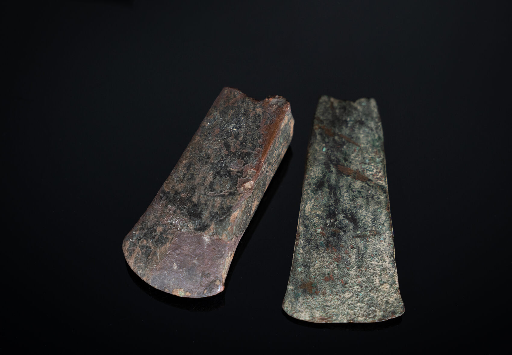 Bronze Age ax blades made of bronze. Flat axes from the Bronze Age from ...