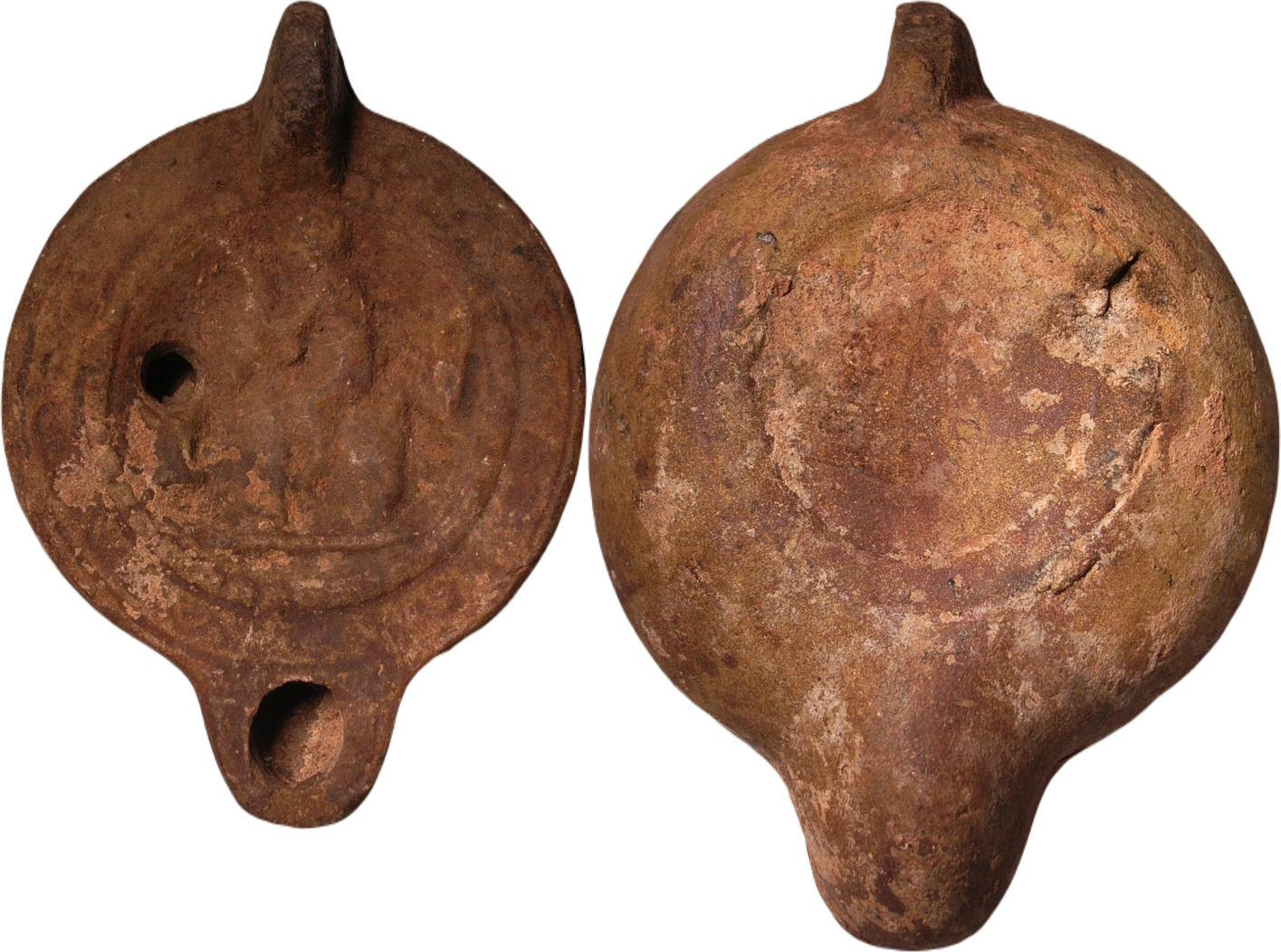 Roman oil lamp with rider made of terracotta | MA-Shops