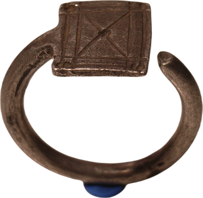 Antique medieval finger ring with cross symbol made of silver, Crusader ...