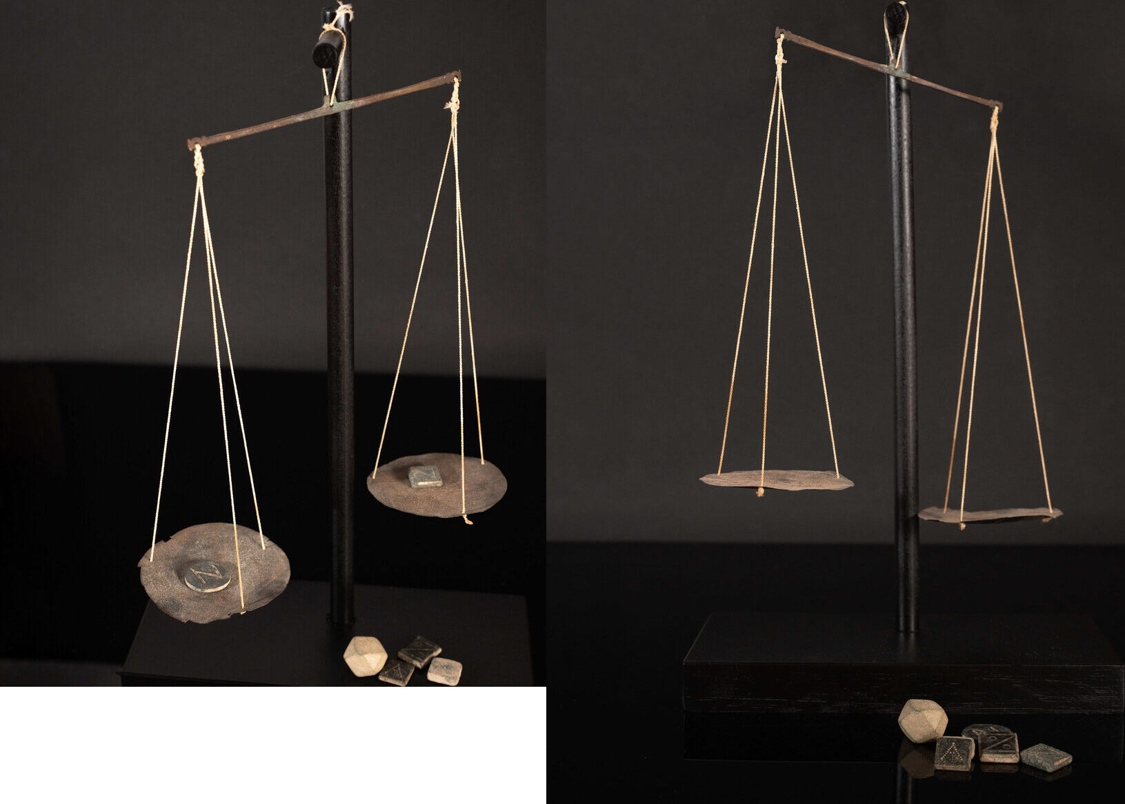 Roman-Greek precision scales with weights made of copper, bronze ...