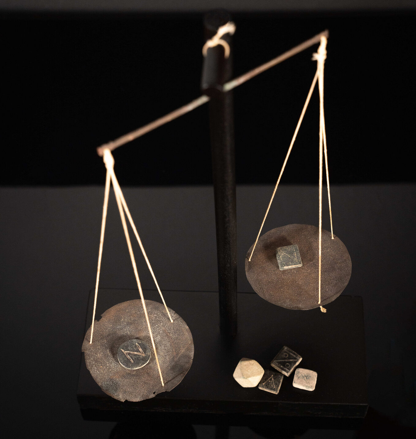 Roman-Greek precision scales with weights made of copper, bronze ...