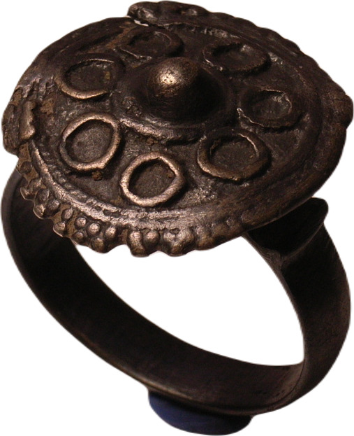 Medieval finger ring with rich decoration made of bronze, Viking Age ...