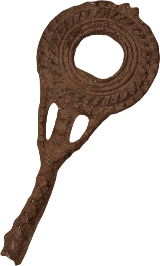 Roman hand mirror with lead decoration. Ancient Roman collection, rare ...