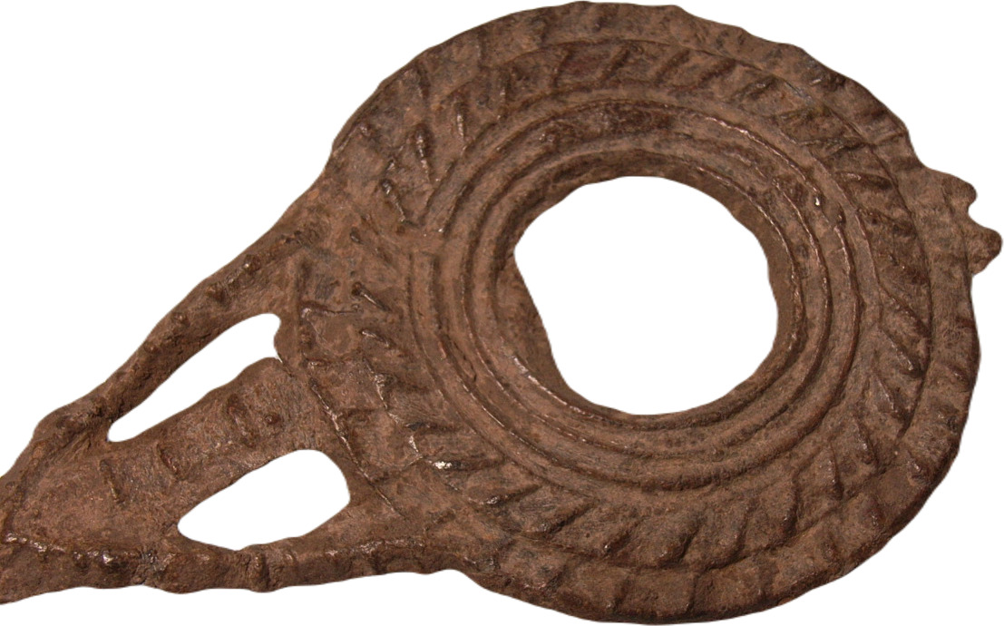 Roman hand mirror with lead decoration. Ancient Roman collection, rare ...