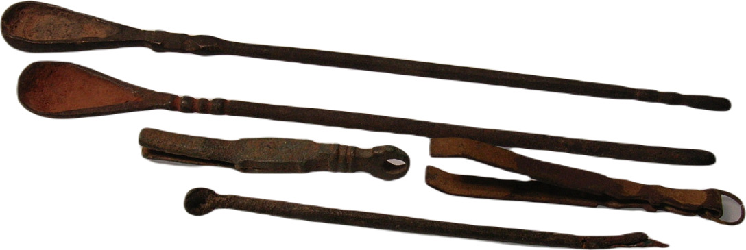 Doctor's cutlery group medical surgical tools spoons tweezers probes ...