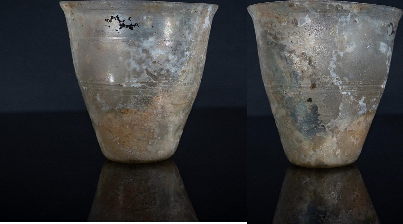 Roman glass cup drinking cup made of transparent iridescent glass | MA ...