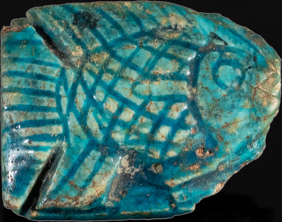 Egyptian fish pendant with hieroglyphs made of faience | MA-Shops