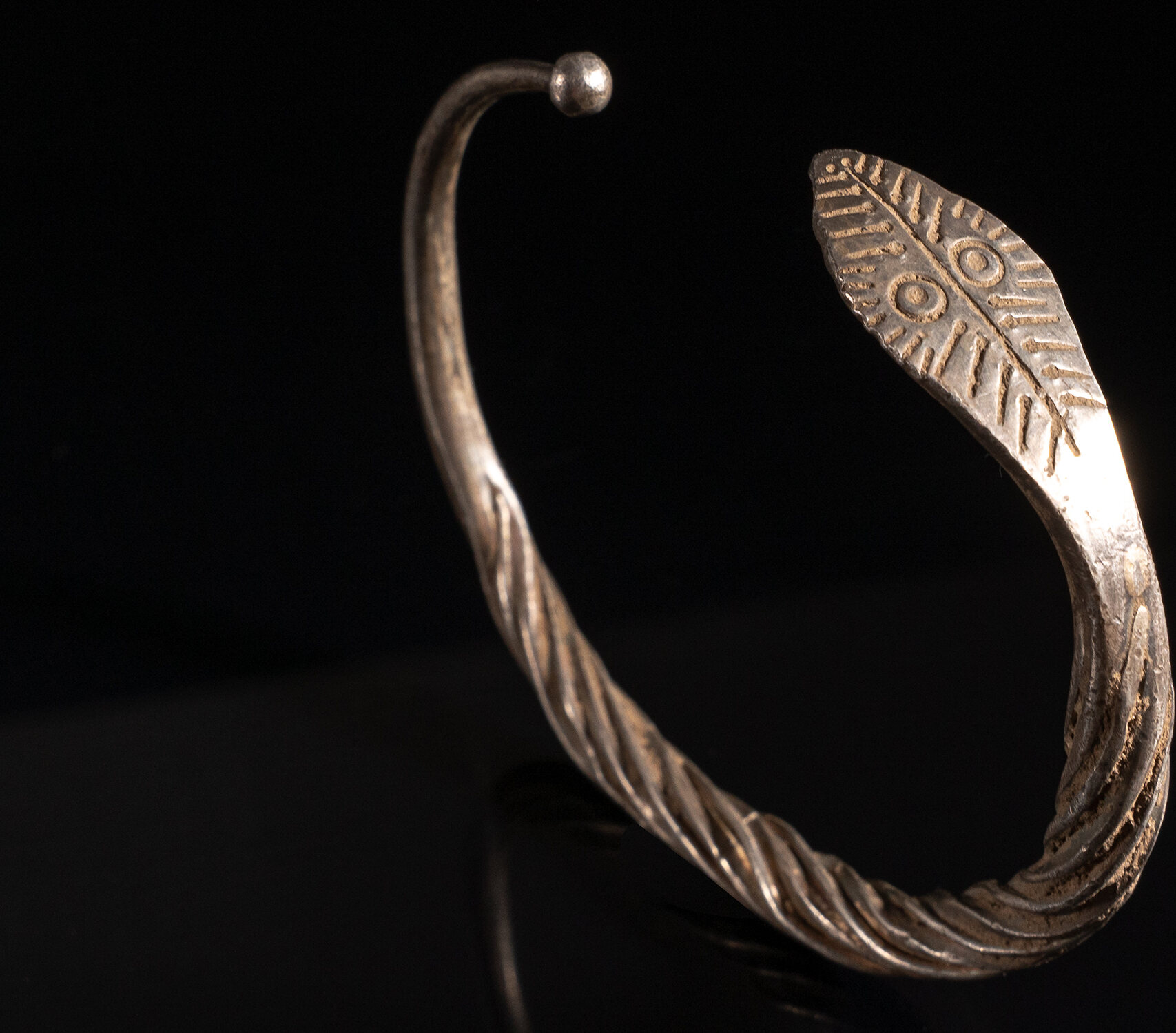 Roman silver snake head bangle bracelet | MA-Shops