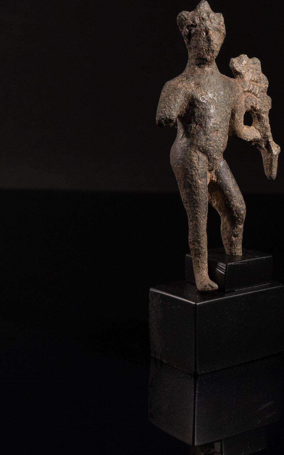 Römische Bronzefigur von Merkur mit Caduceus auf Stand | MA-Shops