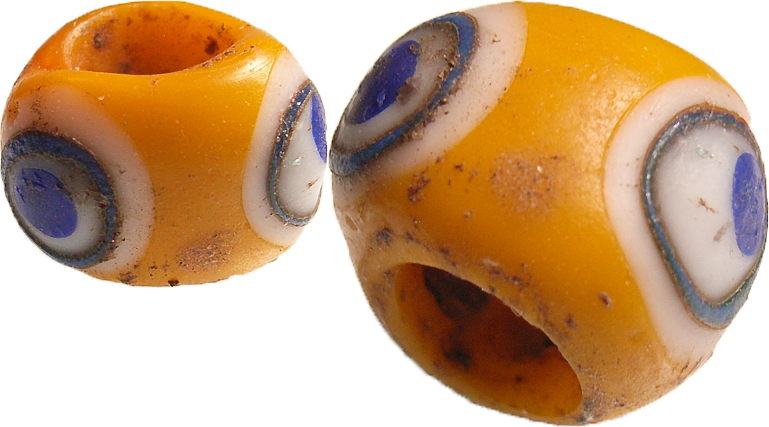 RARITY: Celtic eye bead made of yellow glass with blue eyes, EF ...