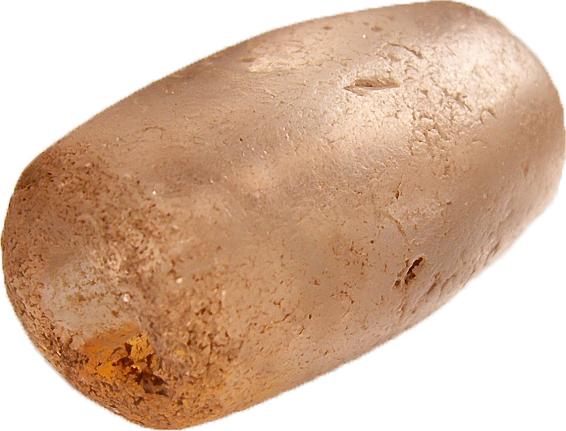 Rock crystal: Roman decorative bead in the shape of a cylinder ...