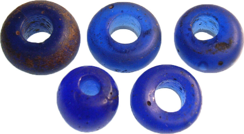MUSEAL: 5 rare Roman sea blue antique glass beads collection, VZ - rare ...