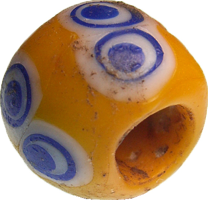 RARITY: Celtic eye bead, made of yellow glass with blue eyes, celtic ...