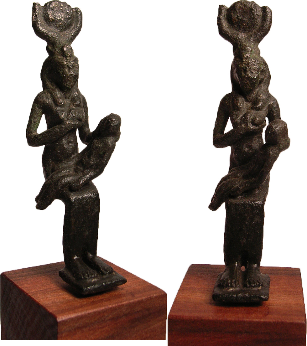 Large Egyptian Isis bronze figure with Horus boy, Egyptian estate ...