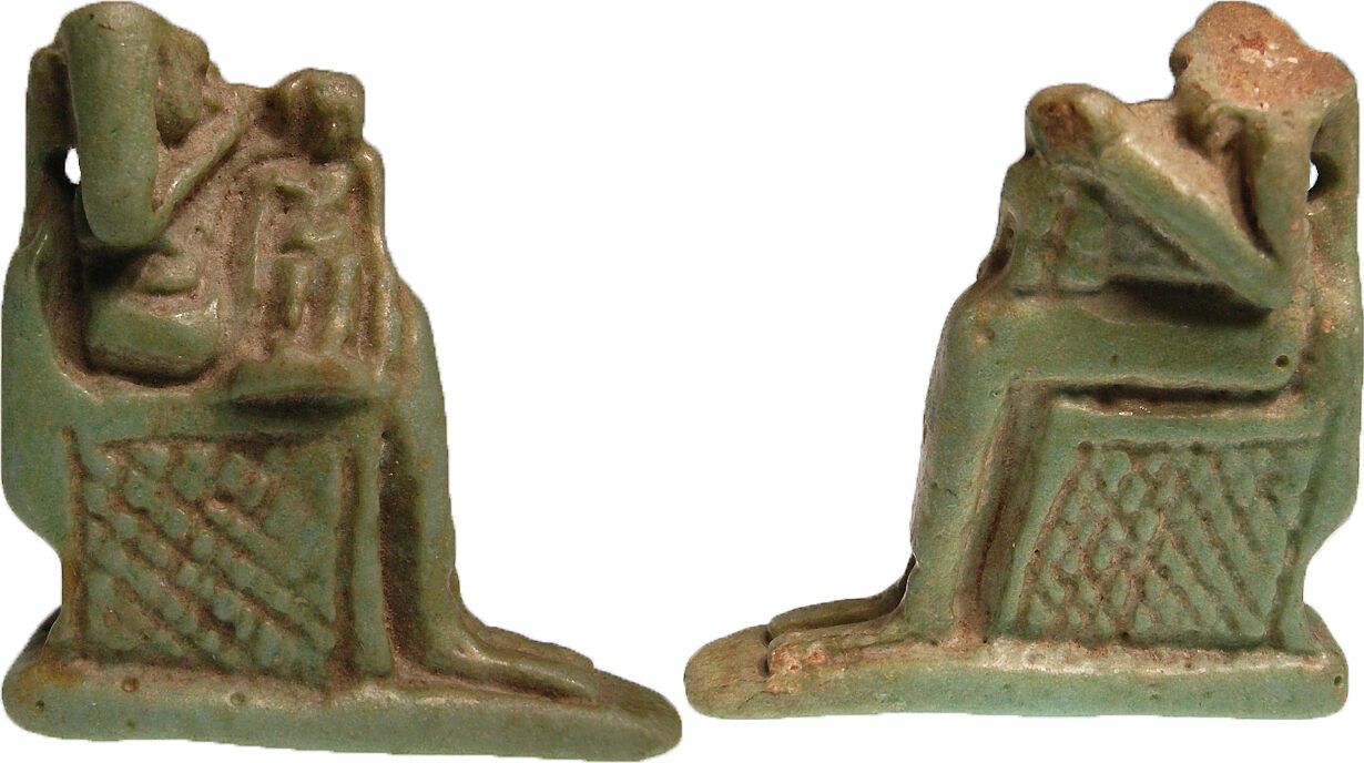 Egyptian Isis with Horus boy pendant, antique jewelry made of faience ...
