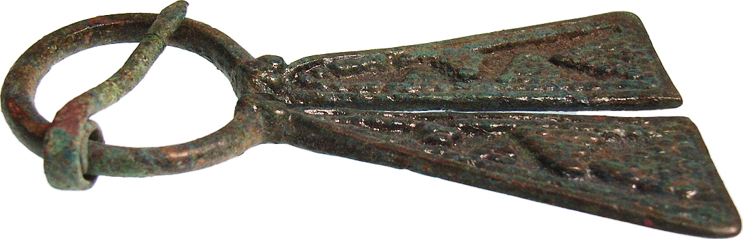 Viking Omega brooch with circle triangle decoration made of bronze ...