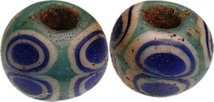 Ägyptische Augenperle mit Kreisaugen, New Kingdom, Dynasty 18, 1550 ...