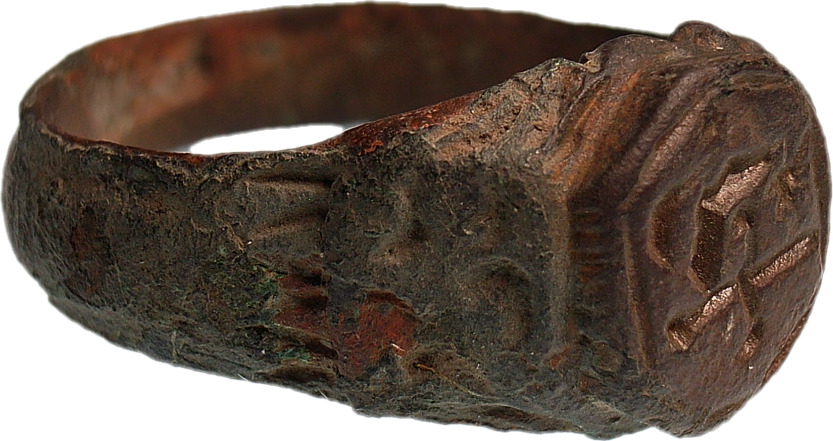 Roman signet ring with cross symbol ancient jewelry legionary finger ...