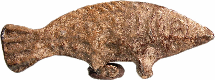 Ancient Egyptian votive offering in the form of a bronze fish ca. 7th ...