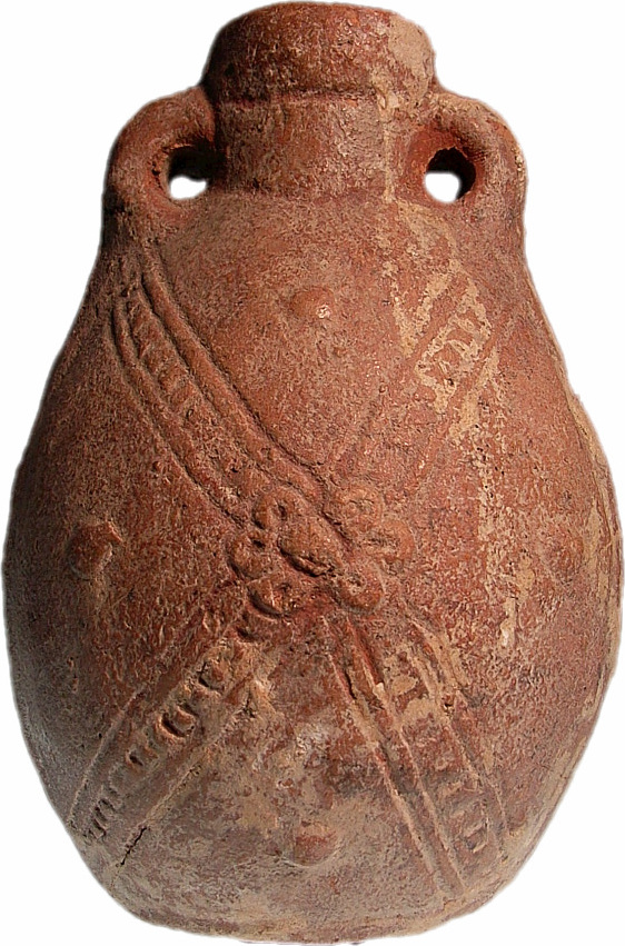 Roman pilgrim bottle ceramic decoration Mediterranean antiquities ...