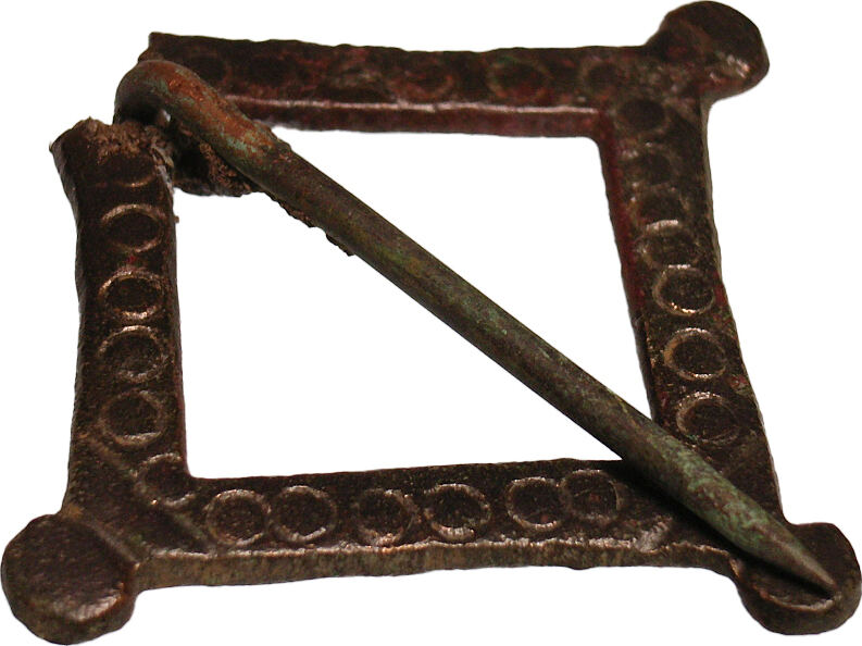 Roman lozenge fibula with heavy decoration, garment fibula, 2nd century ...