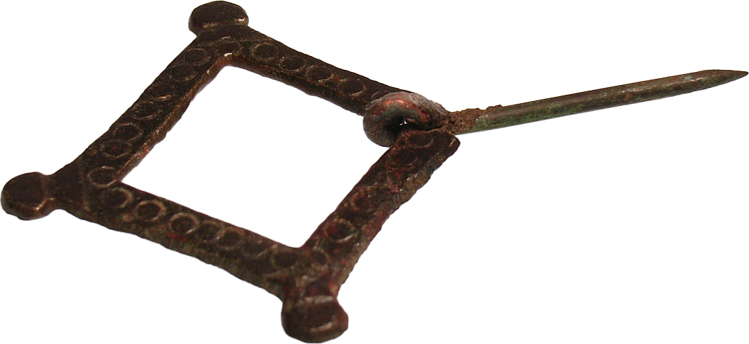 Roman lozenge fibula with heavy decoration, garment fibula, 2nd century ...