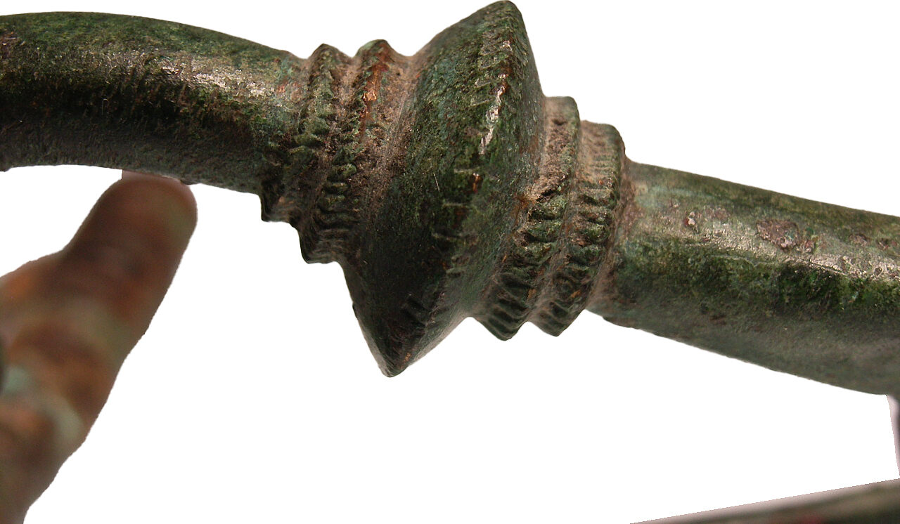 Large Hallstatt period pompous robe fibula with decoration, Europ. Iron ...