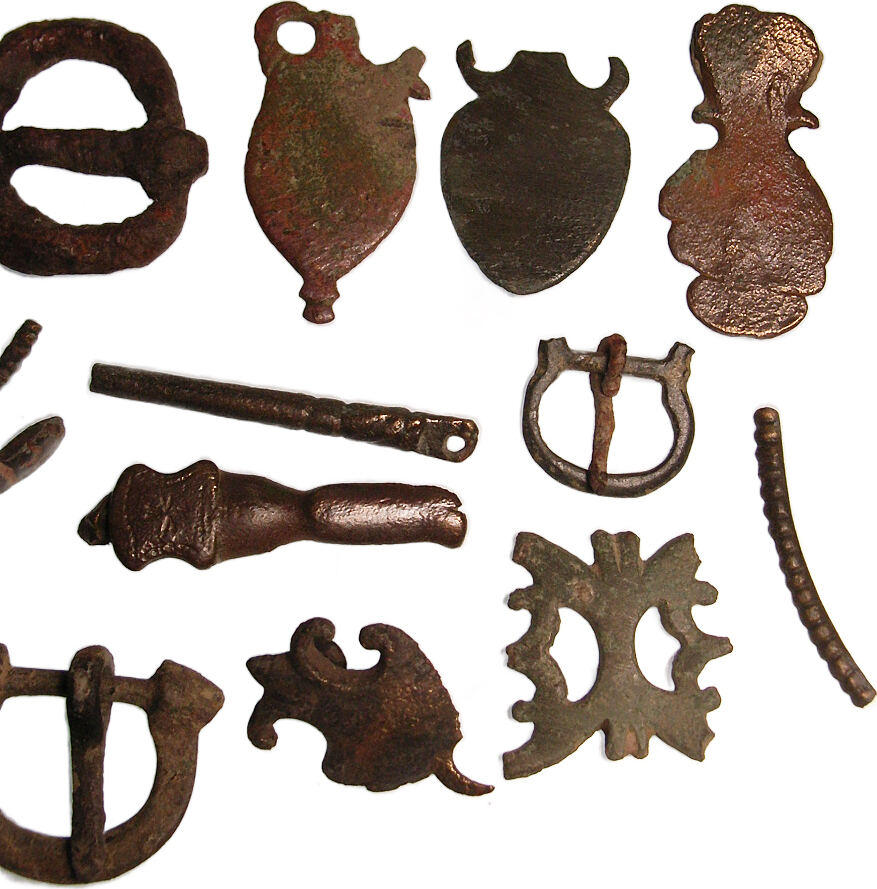 Antique Roman collection of fittings, pendants, bronze objects, Roman ...