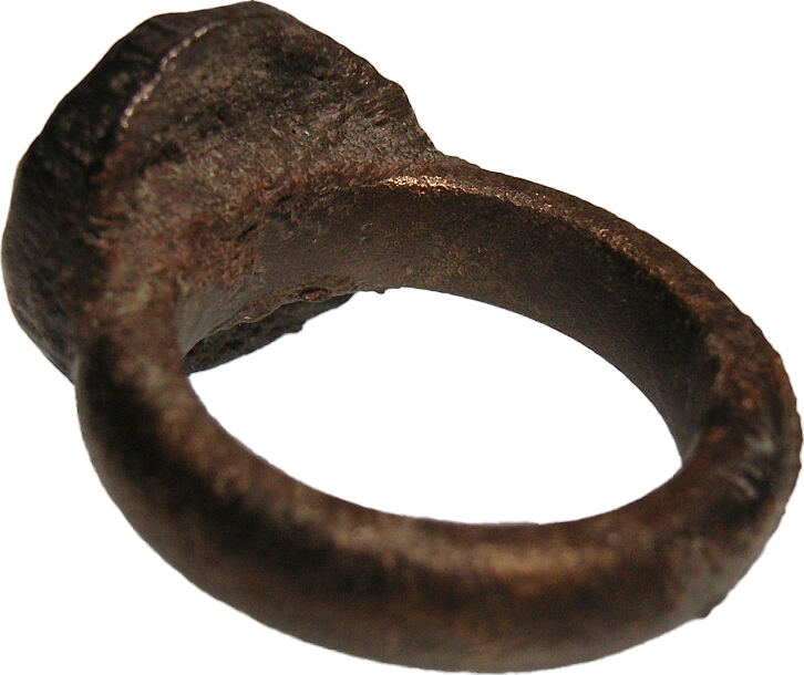 Roman finger ring with glass mount made of bronze (silver plated ...