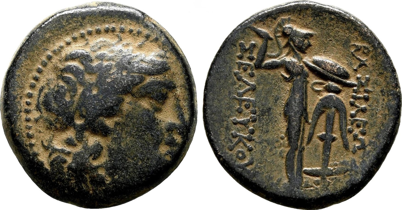 Greek 305-281 BC SELEUCOS I AE20. Antioch mint. VF+/EF. Apollo - Athena ...