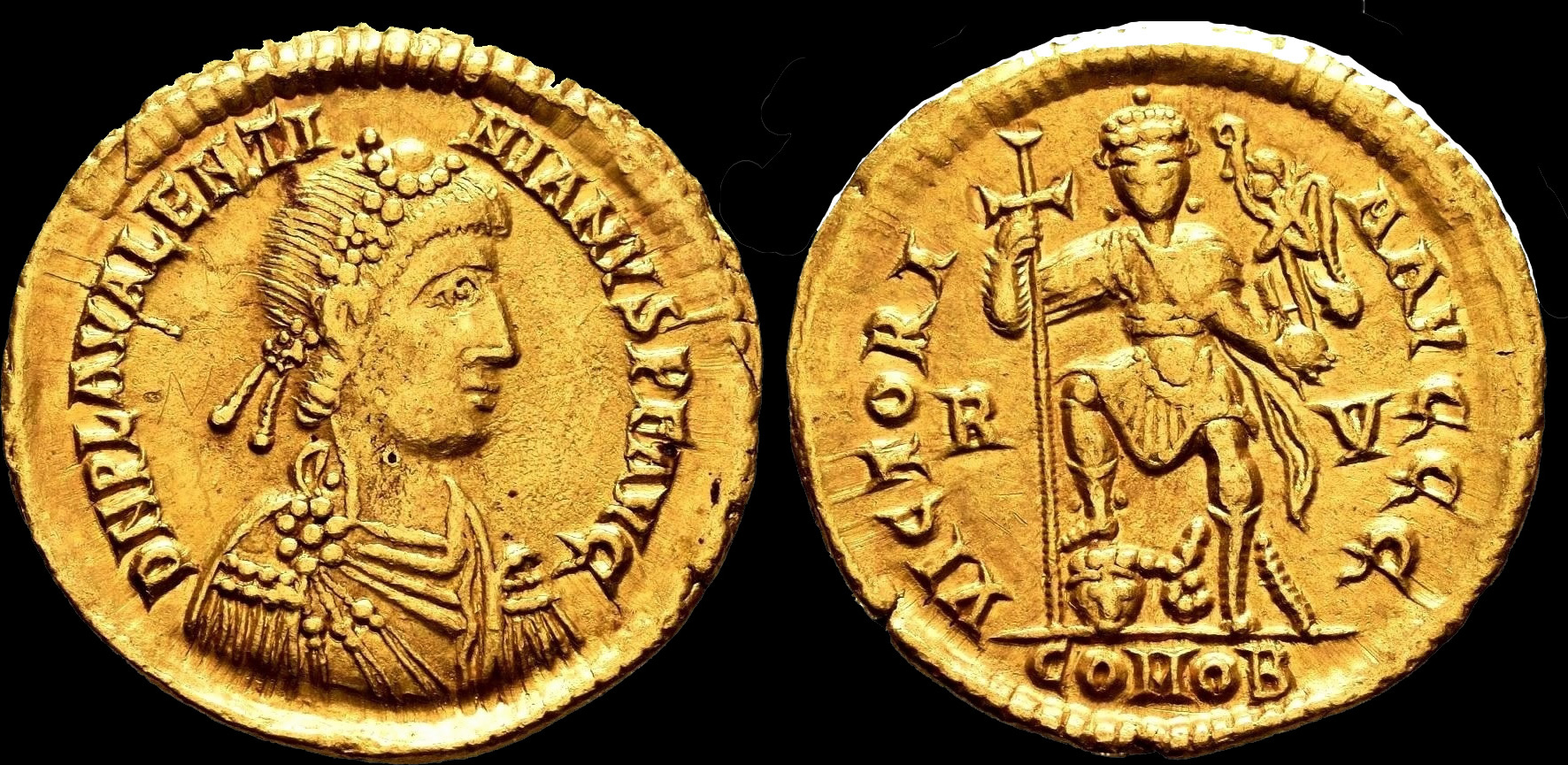 Roman Empire AD 425-455 VALENTINIAN III AU Solidus. EF-. Ravenna mint ...