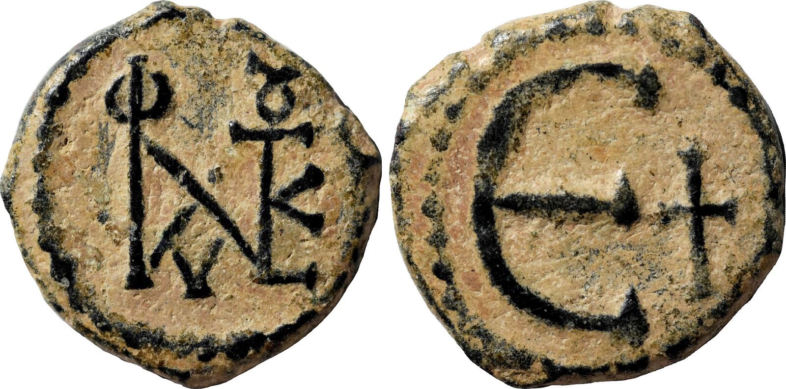 Byzantine Empire AD 565-578 JUSTINUS II AE Pentanummium. EF ...