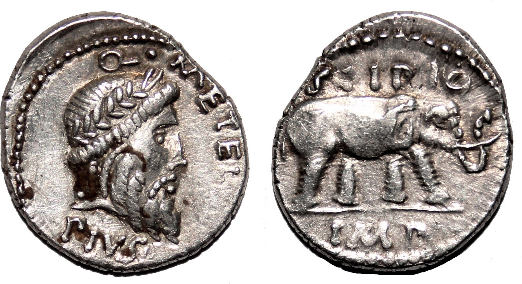 Roman Republic Q. Caecilius Metellus Pius Scipio AR Denarius. EF-. 47 ...