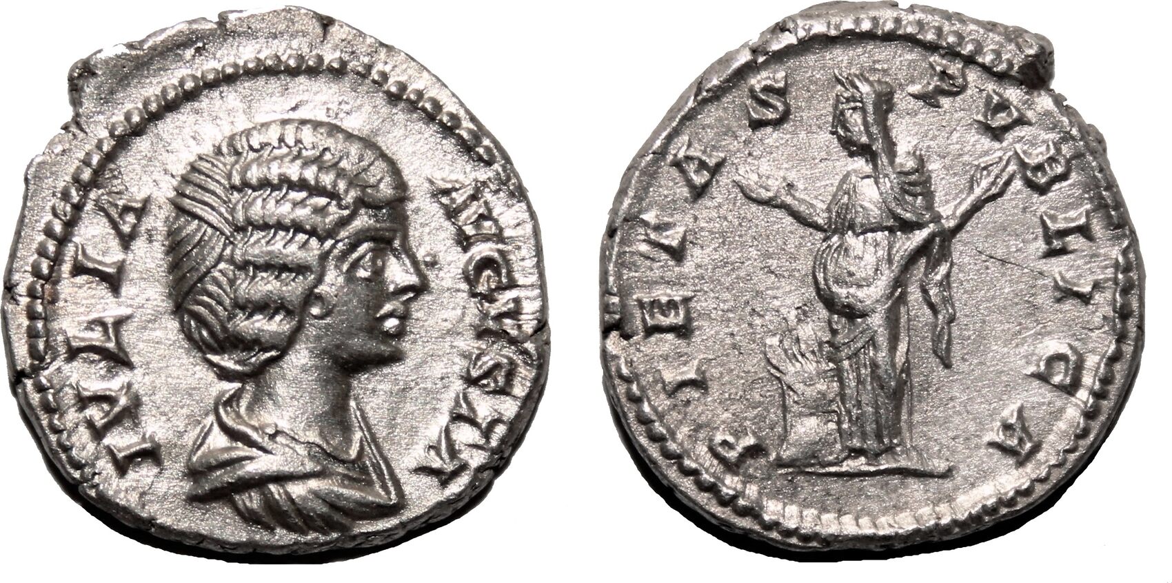 Roman Empire AD 196-211 JULIA DOMNA AR Denarius. EF. The piety. | MA-Shops
