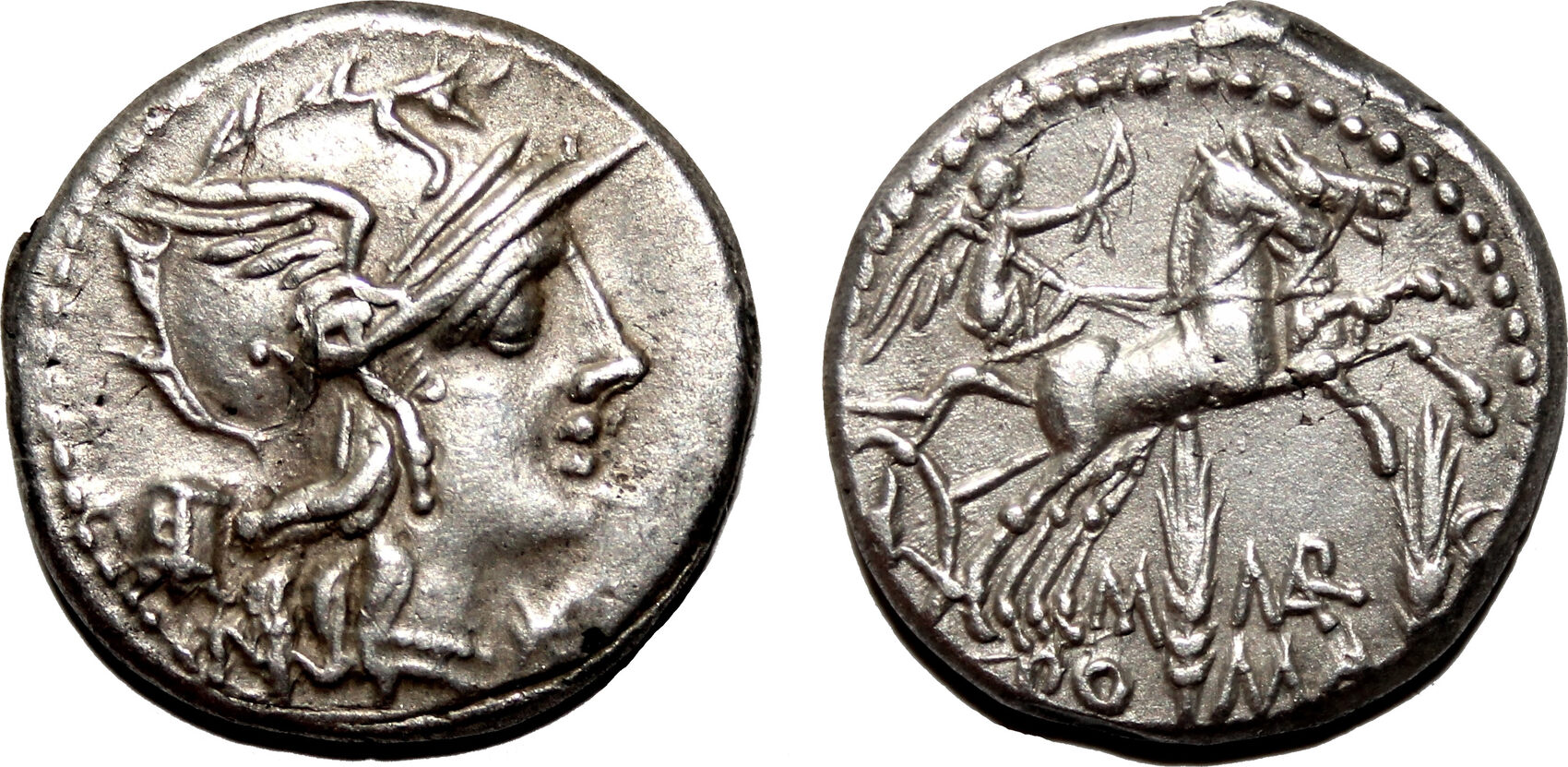 Roman Republic M. Marcius M. f. AR Denarius. aEF. Rome mint, 134 BC ...