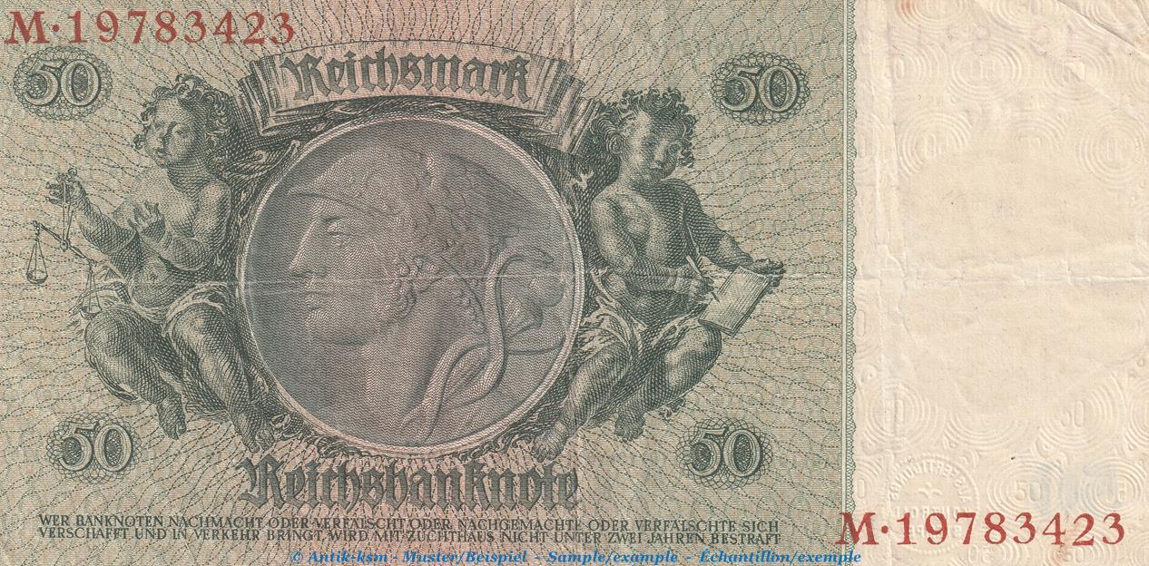 Großdeutsches Reich 1933 - 1945 50 Mark Schein, -F3- L bis p ...