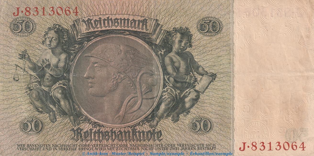 Großdeutsches Reich 1933 - 1945 50 Mark Schein, -O- a bis p ...