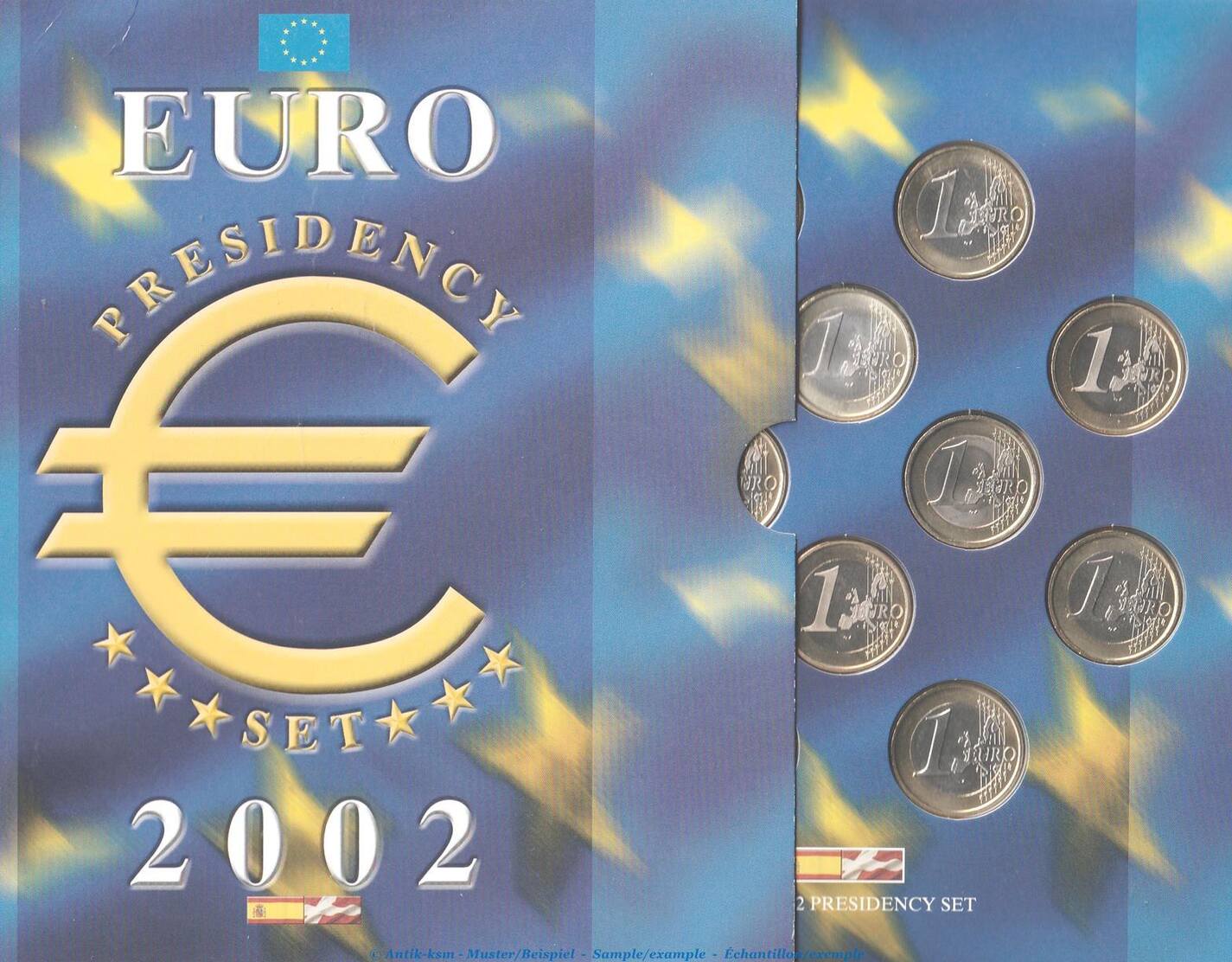 Europa 12,00 € div. Euro Presidency Set, KMS mit 12 x 1 Euro Münzen, 12 ...