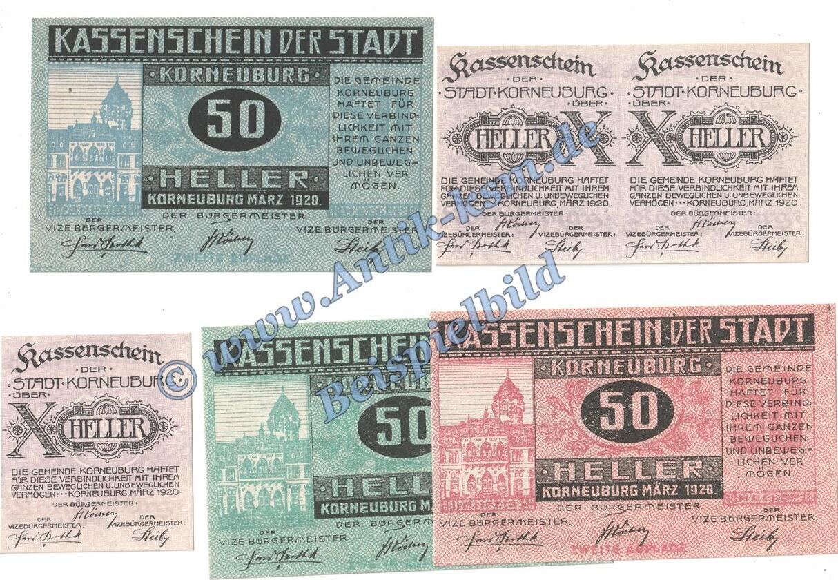 Notgeld AT 5 Scheine kpl. Korneuburg, Notgeld Set mit 5 Scheinen in kfr ...