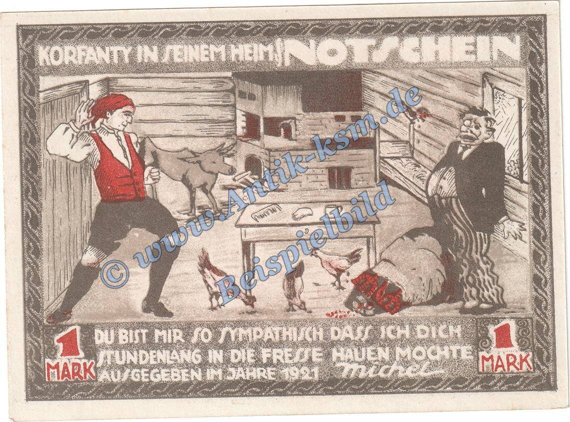 Notgeld DE 1 Mk. Michel, Notgeld 1 Mark -rettet Oberschlesien- in kfr. M-G 1001.1, OSL 1921 1 to ...