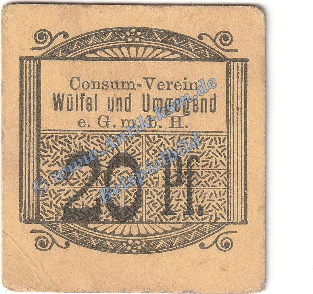 Notgeld De 20 Pf. gelb Wülfel, Notgeld 20 Pfennig Schein in gbr. Tieste ...
