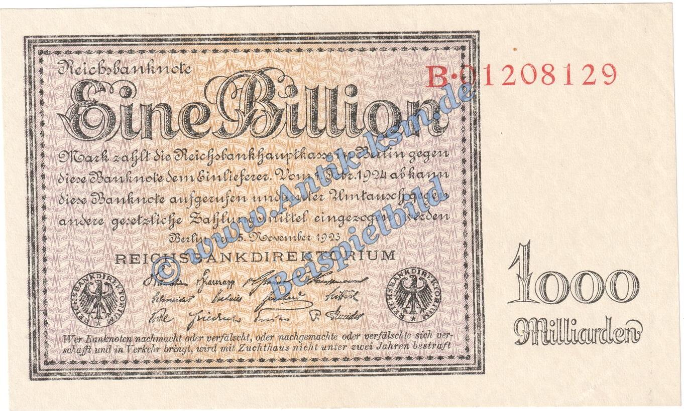 Inflation 1923 DE 1 Bio. Mk. Banknote, 1 Billion Mark Schein in kfr ...