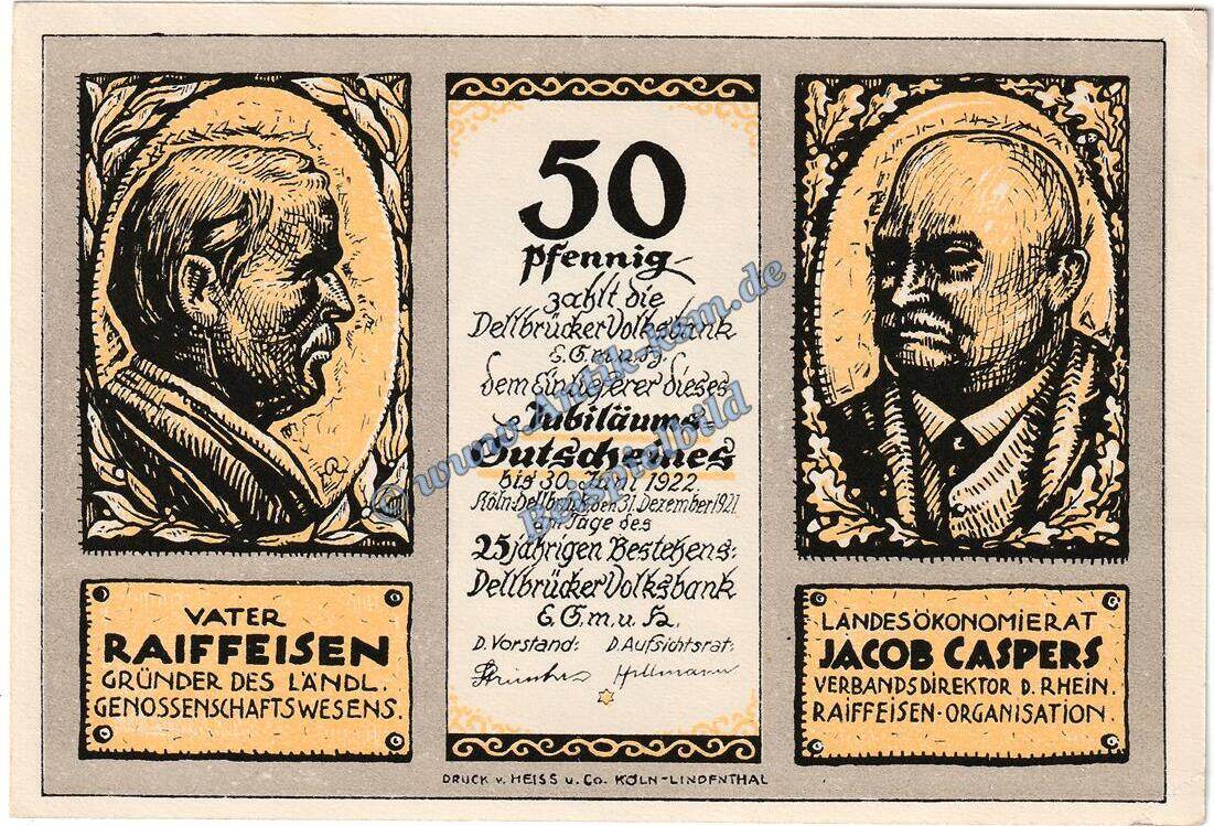 Notgeld De 50 Pf. -Nächstenliebe- Köln Dellbrück, Notgeld 50 Pfennig ...