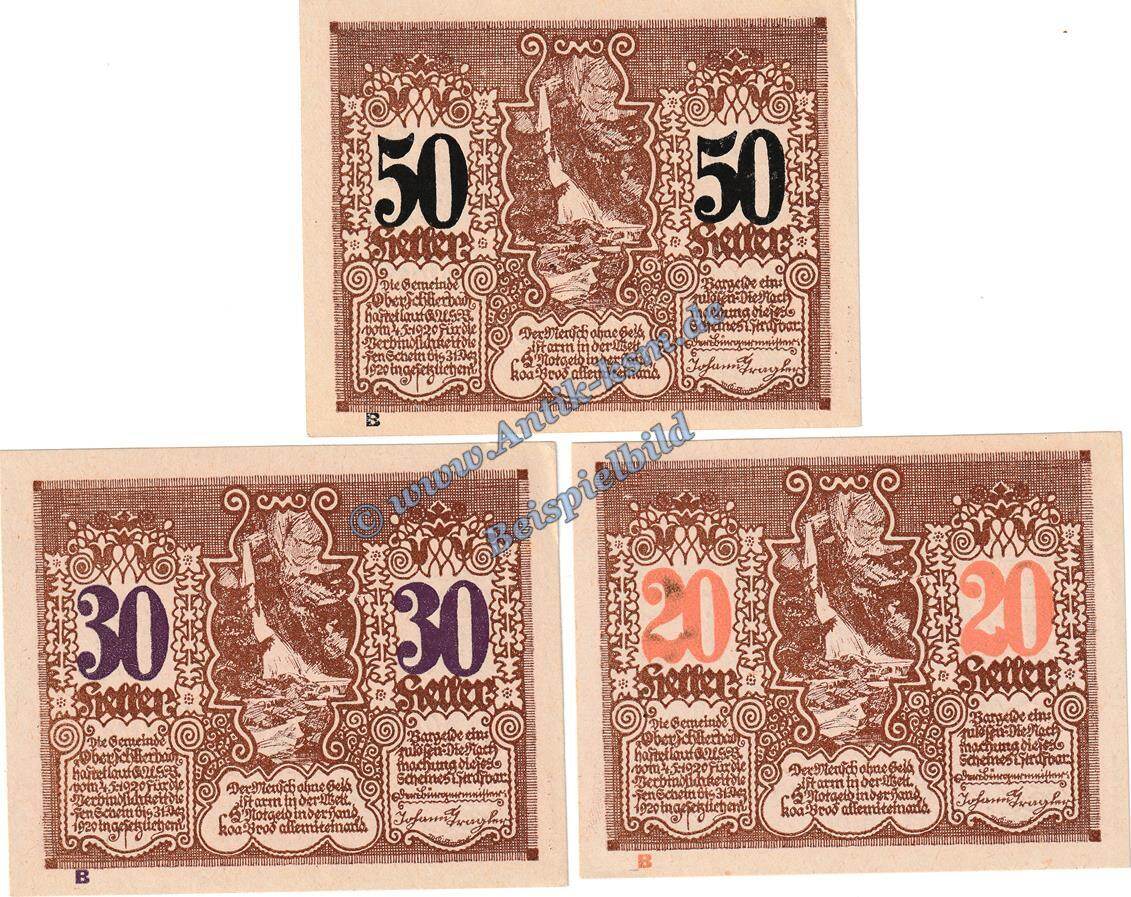 Notgeld AT 3 Scheine kpl. -B- Oberschlierbach, Notgeld Set mit 3 ...