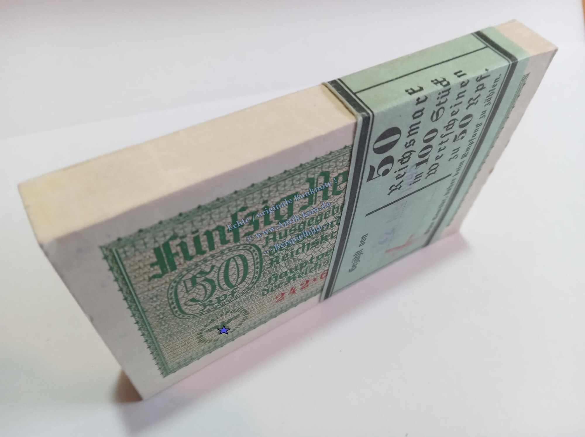 WW2 Besatzungsausgabe Bündel 100 x 50 Pf. o.D. 1 Bündel - 100 Scheine ...