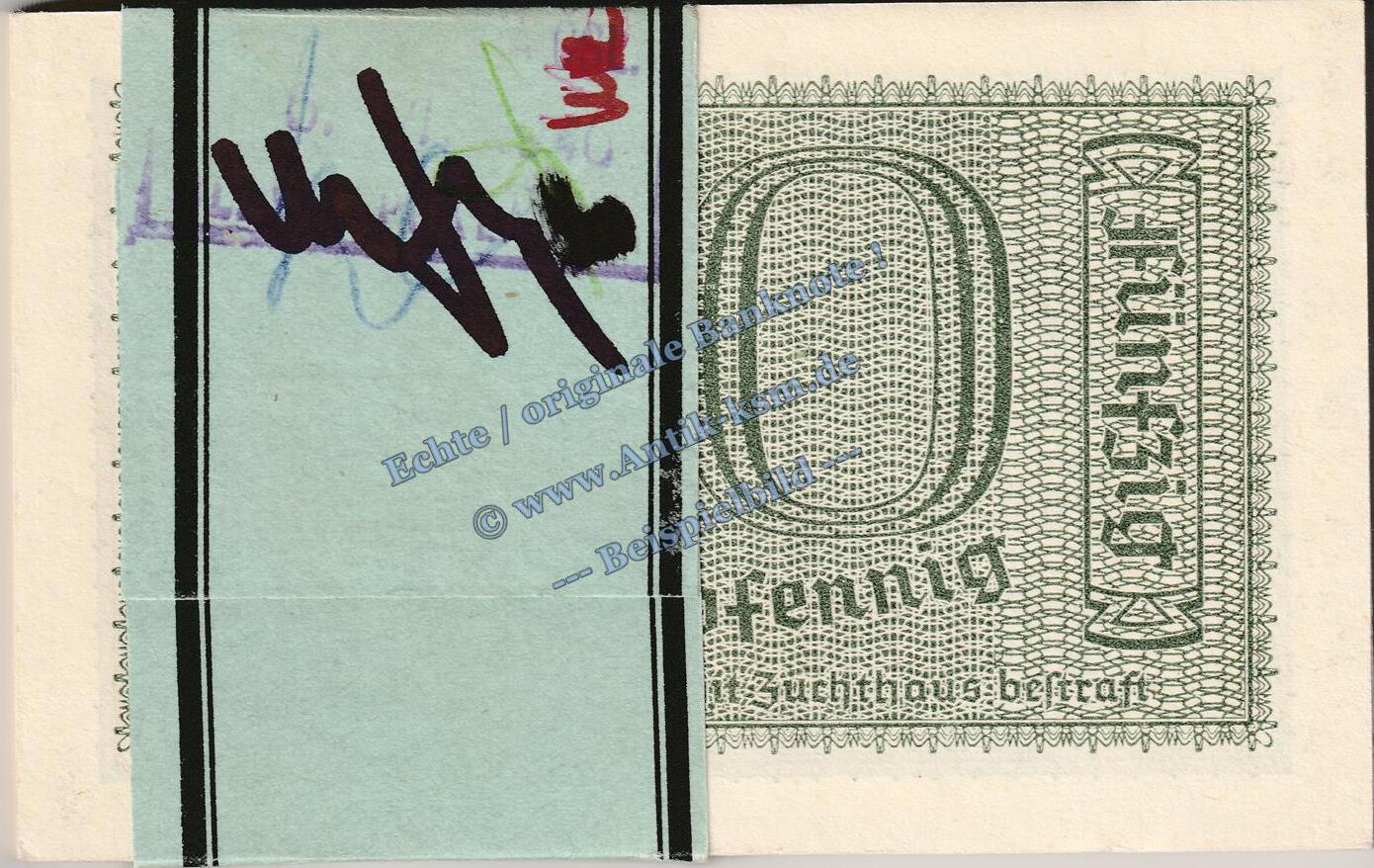 WW2 Besatzungsausgabe Bündel 100 x 50 Pf. o.D. 1 Bündel - 100 Scheine ...