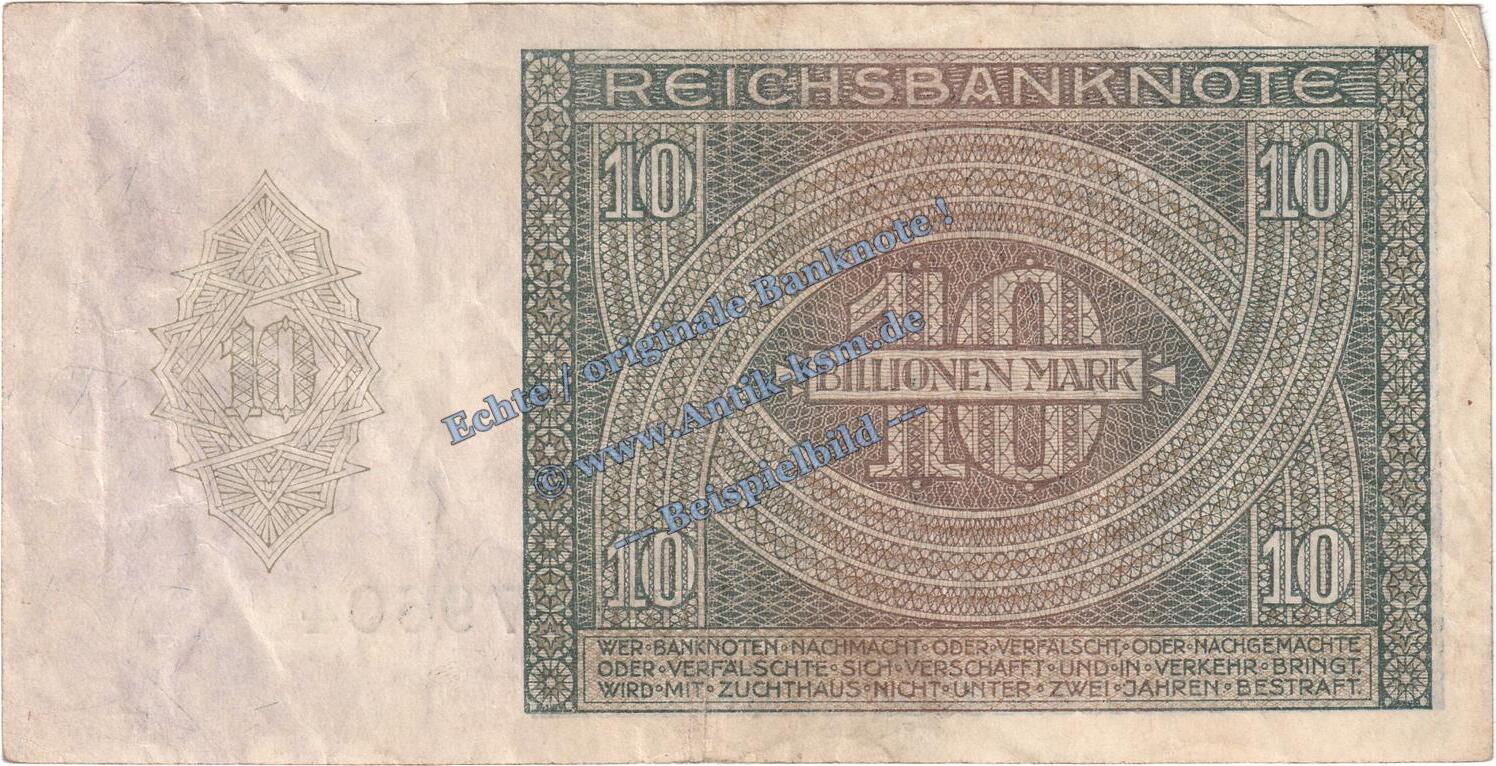 Weimarer Republik - Inflation 10 Bio. Mk. 1923 Banknote, 10 Billionen ...