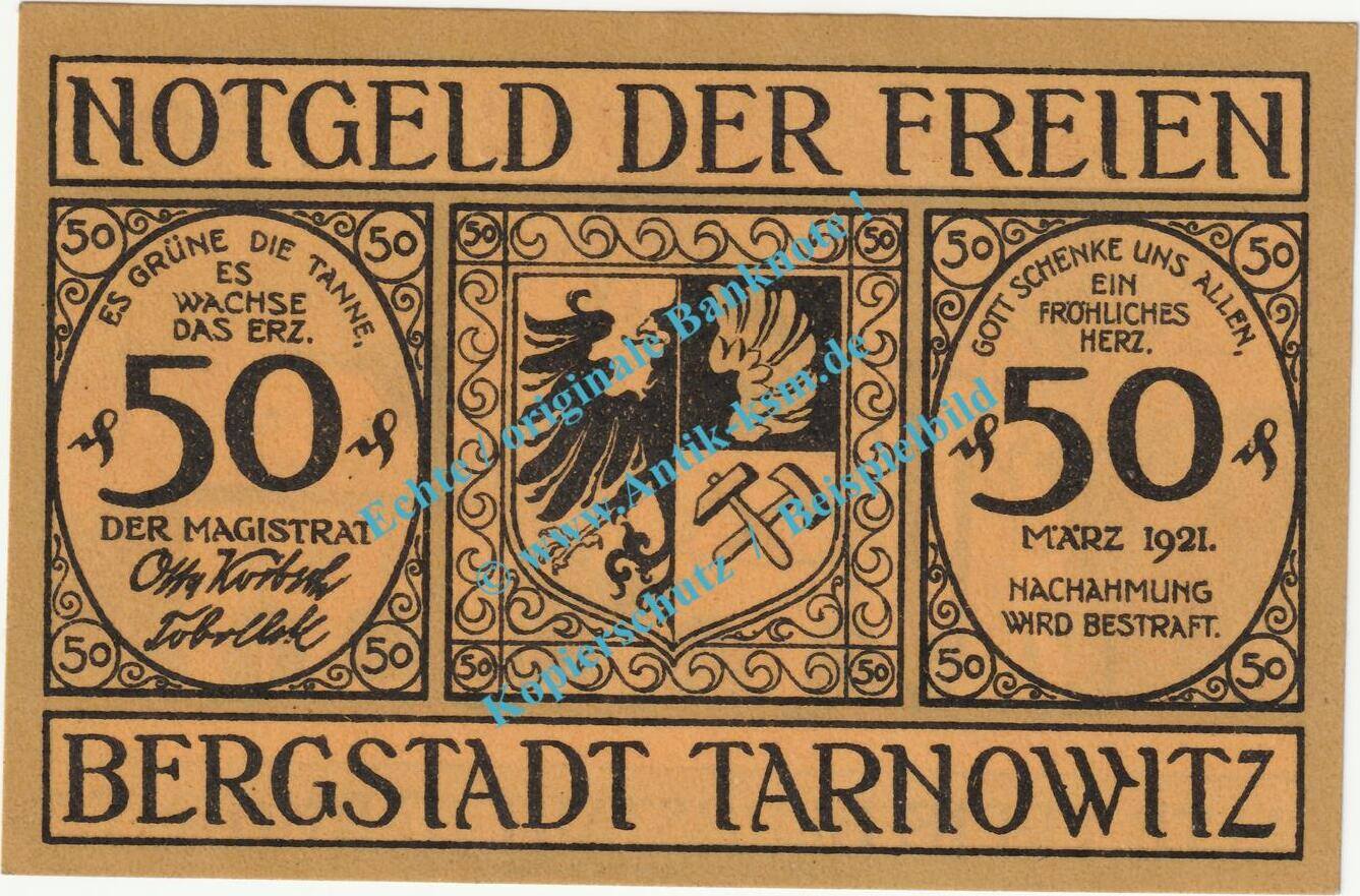 Notgeld De 50 Pf. -Serie + KN- 1921 Tarnowitz, Notgeld 50 Pfennig ...