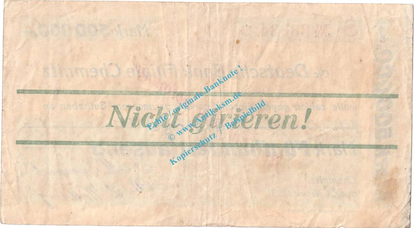 Großnotgeld Inflation 500.000 Mk. Chemnitz, Eisenstuck 500.000 Mark ...