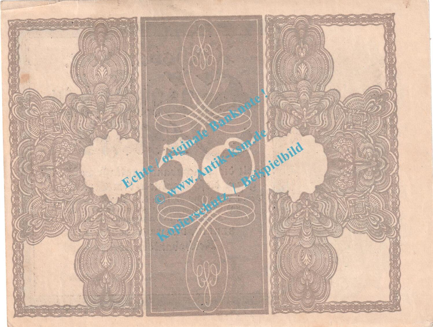 Kaiserreich DE 50 Mk. 1918 Reichsbanknote, 50 Mark Schein in L-gbr. DEU ...